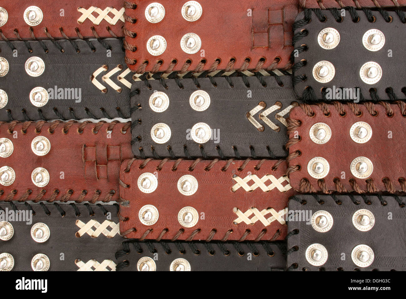 Handmade leather bracelets in a variety of colors with metal snaps in ...