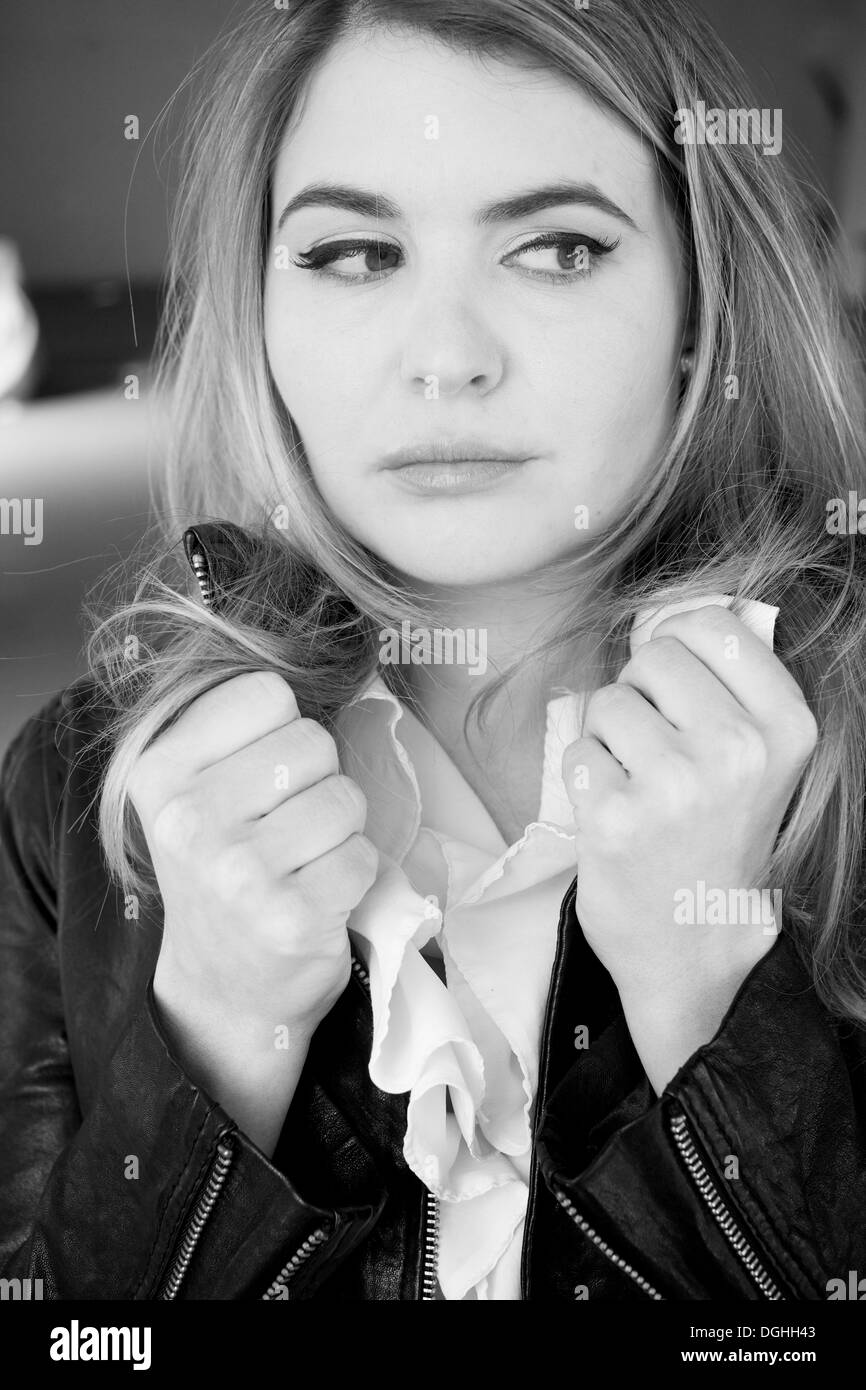 Blond Lady Black and White Stock Photos & Images - Alamy