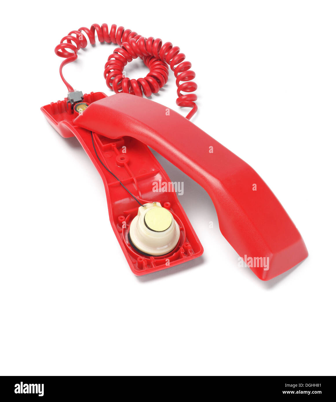 Red Telephone Handset Revealing Internal Components Stock Photo - Alamy
