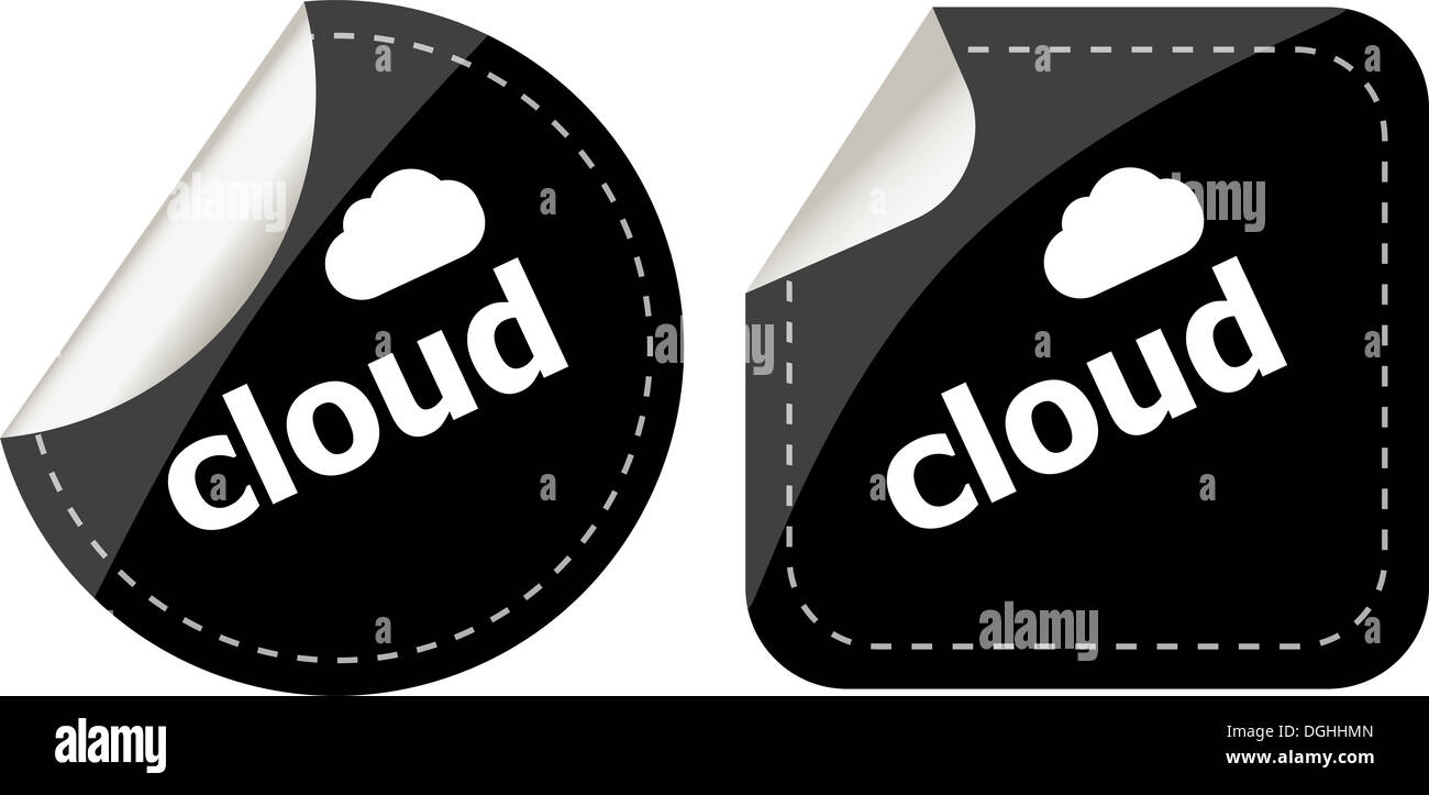 stickers label set business tag with cloud word Stock Photo - Alamy