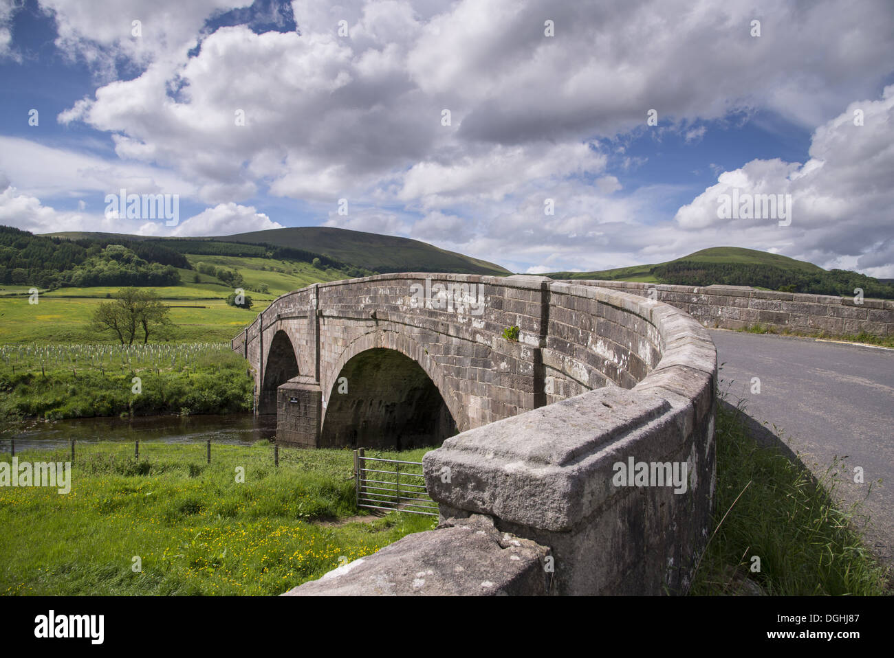 Road bridge over river Burholme Bridge River Hodder between Whitewell ...