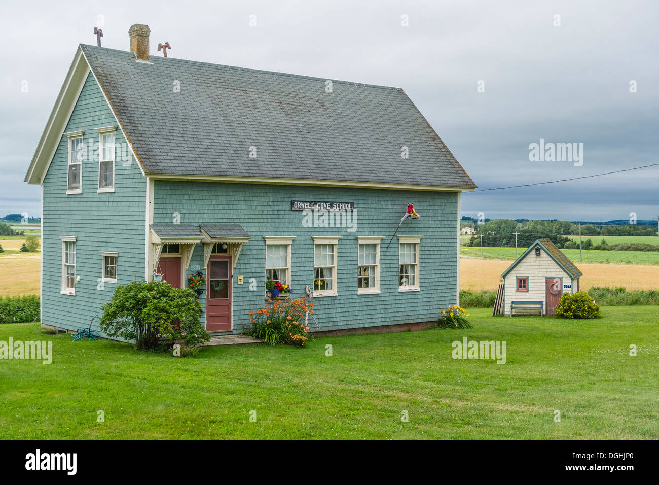 Orwell Cove School, an old small, one-room, wood shingled, country ...