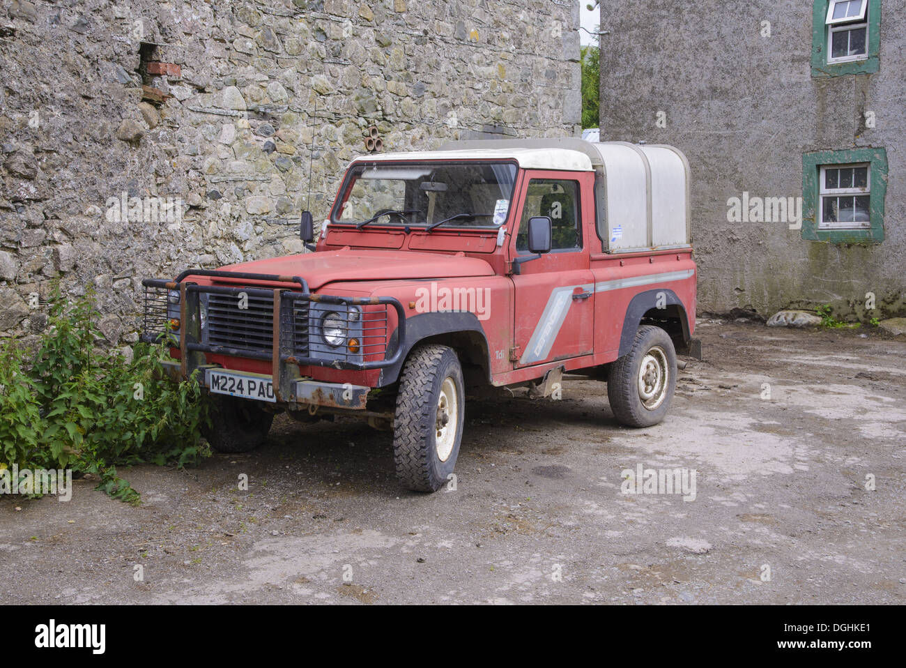 Land Rover Defender in farmyard, Cumbria, England, July Stock Photo - Alamy