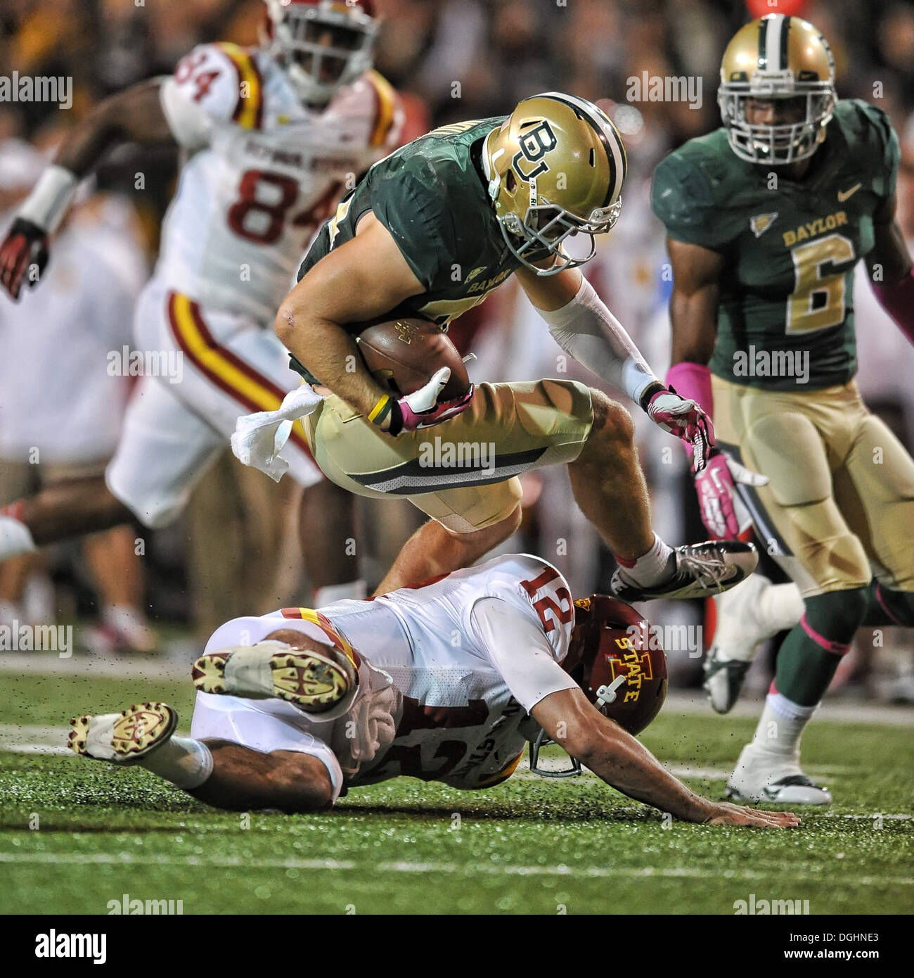 Baylor Bears defensive back Sam Holl (25) gets an interception as he is ...