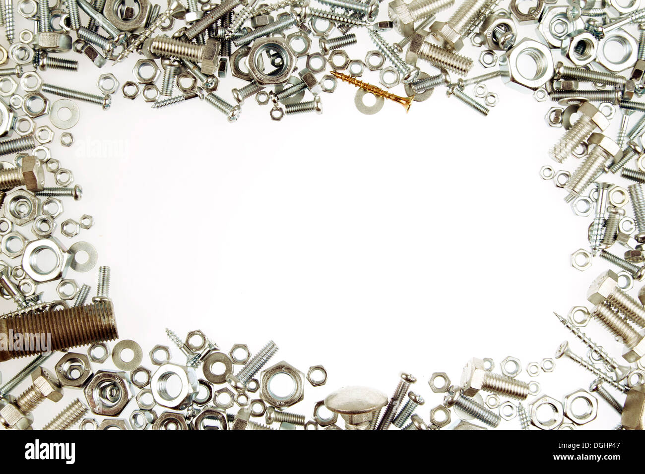 Chrome nuts and bolts closeup Stock Photo - Alamy