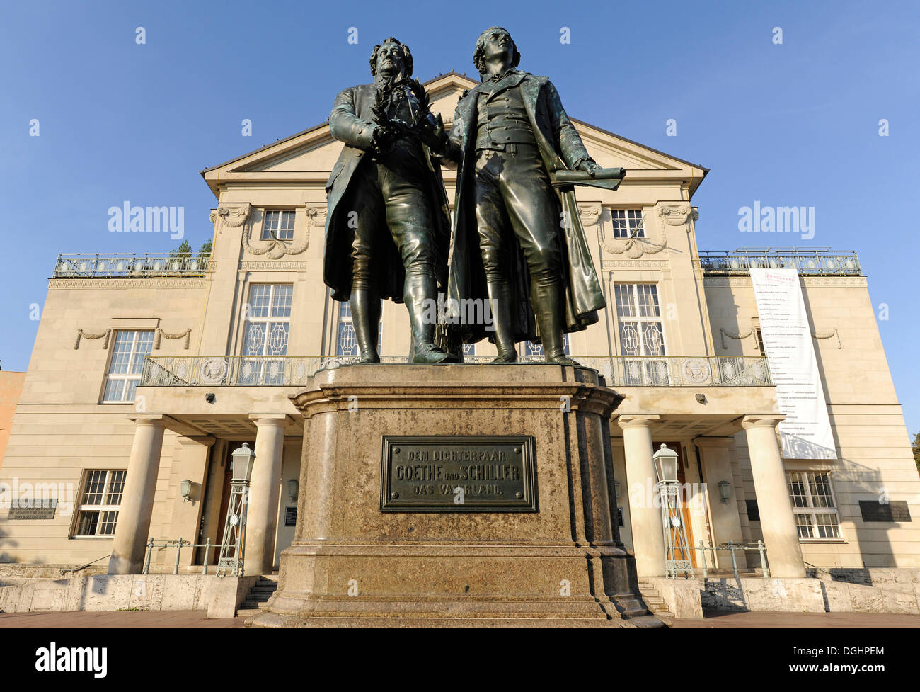 Goethe-Schiller Monument and German National Theatre, Weimar, Thuringia ...