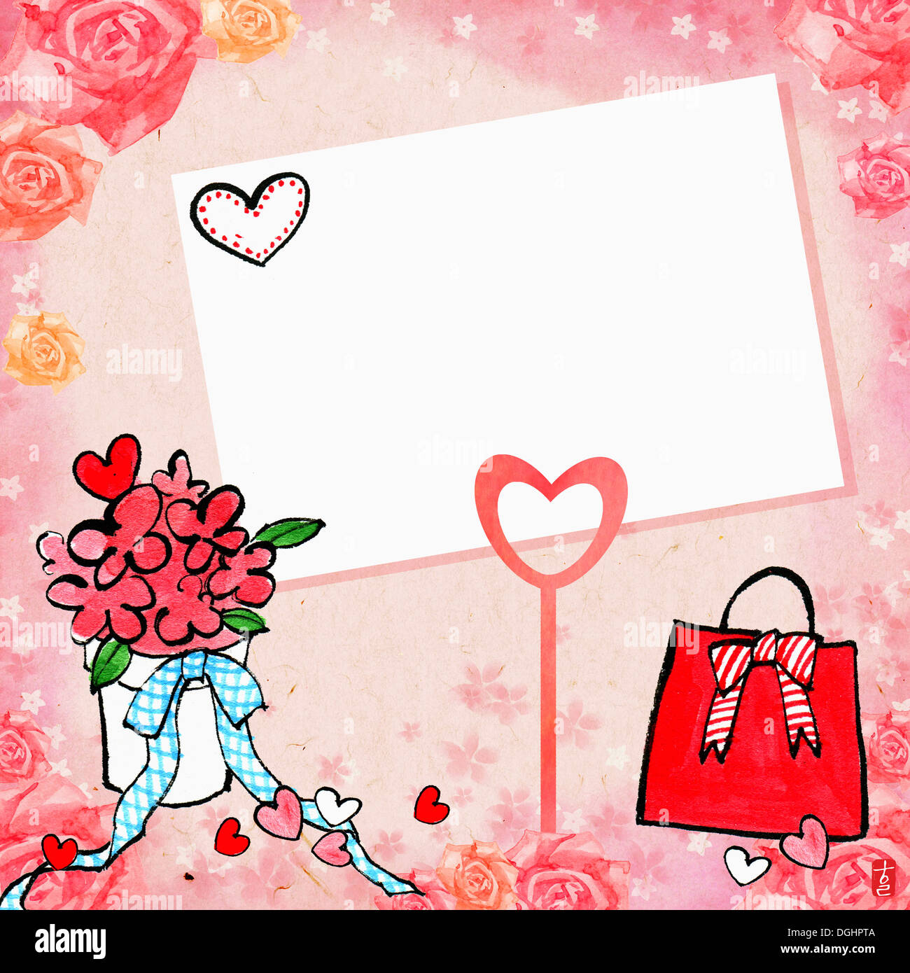 illustration of memo template in a concept of romantic gifts Stock ...