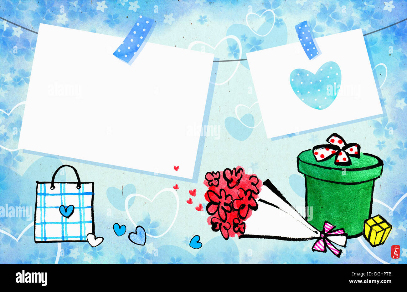 illustration of memo template in a concept of romantic gifts Stock ...