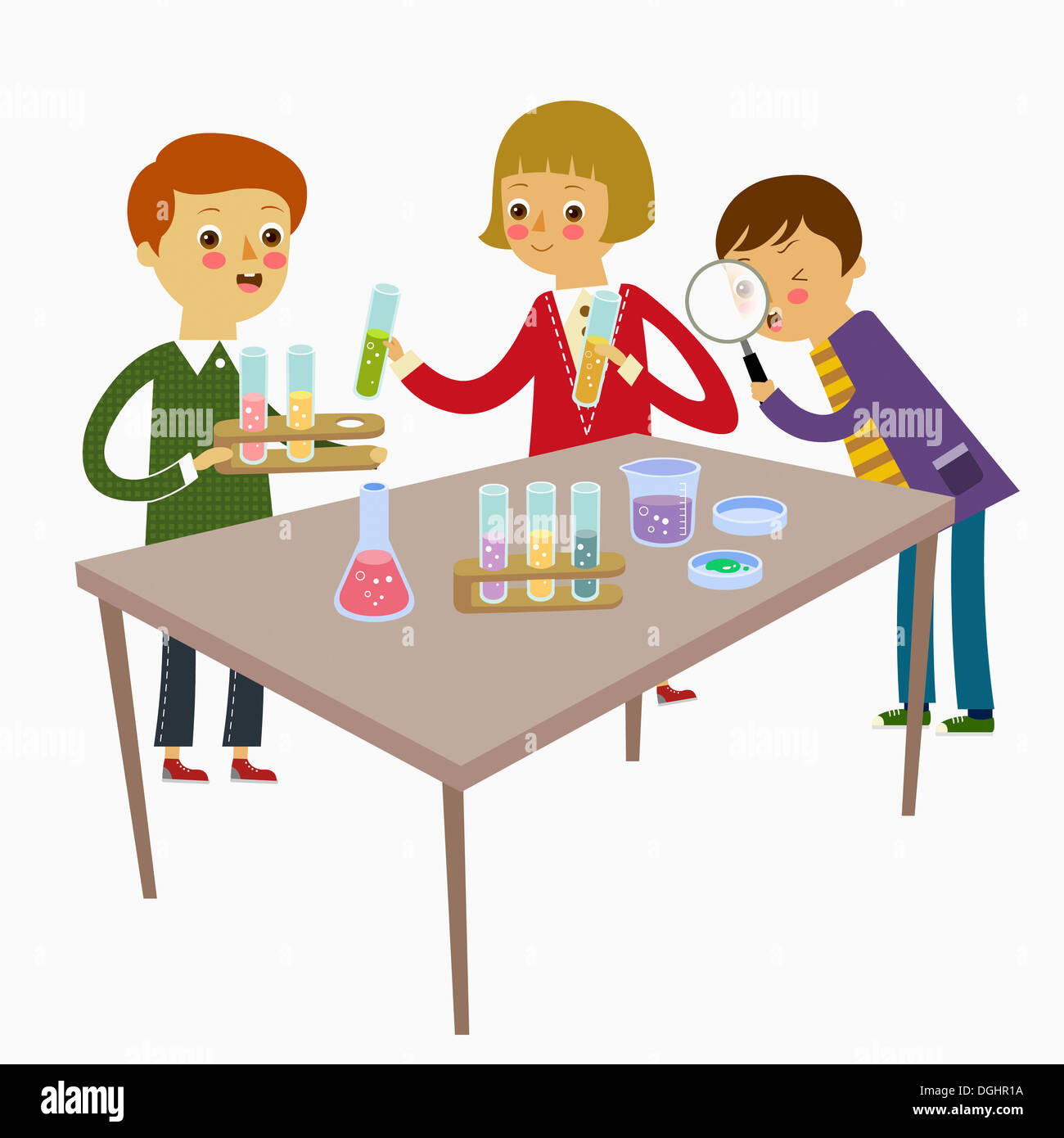 an illustration of kids doing science Stock Photo - Alamy