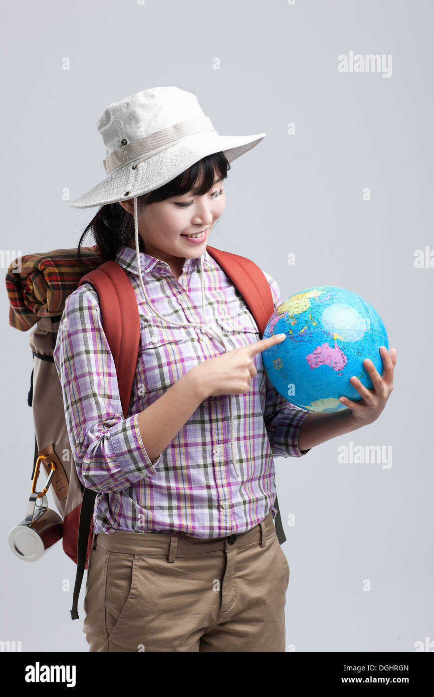 Woman holding up index finger hi-res stock photography and images - Alamy