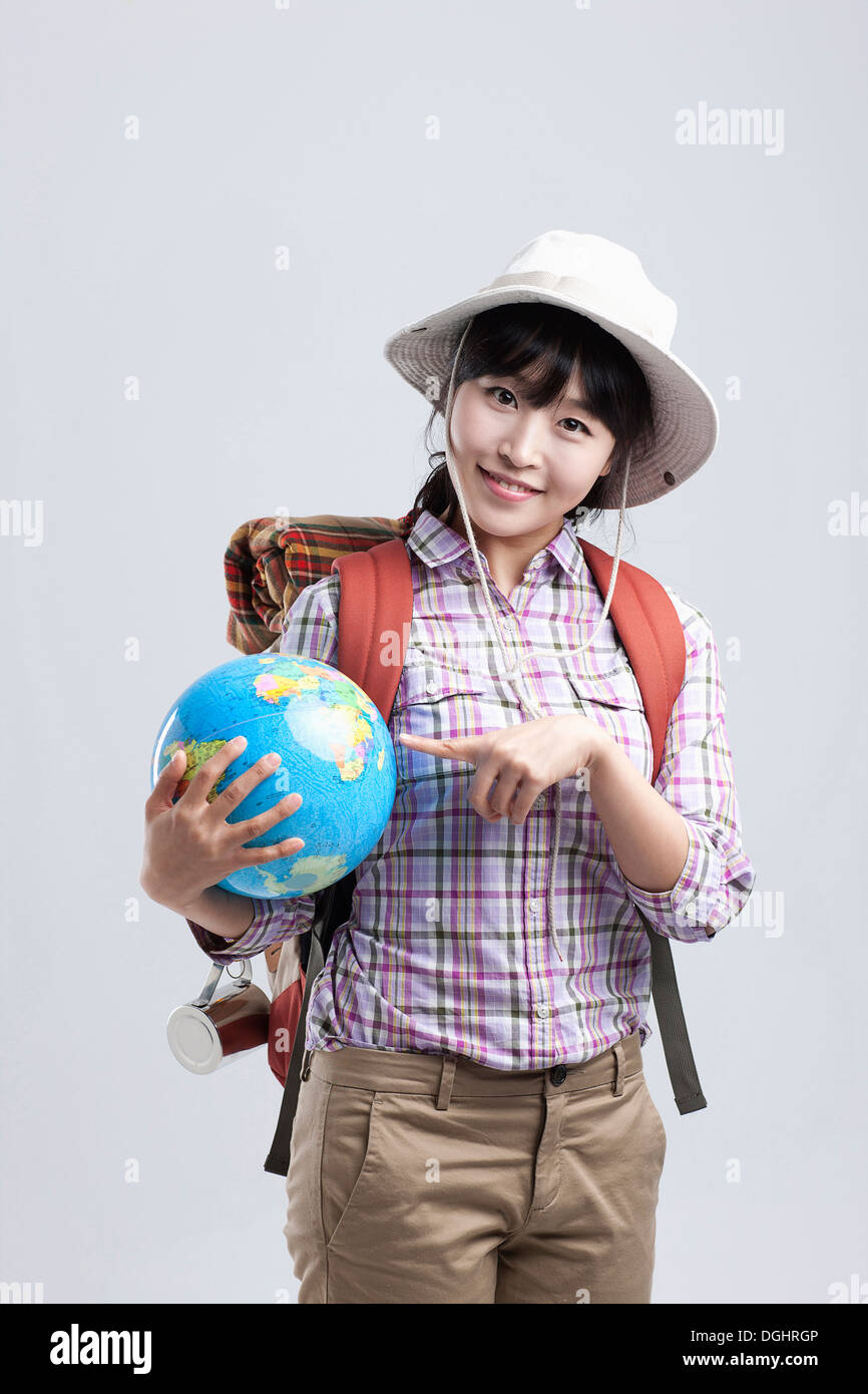 Woman holding up index finger hi-res stock photography and images - Alamy