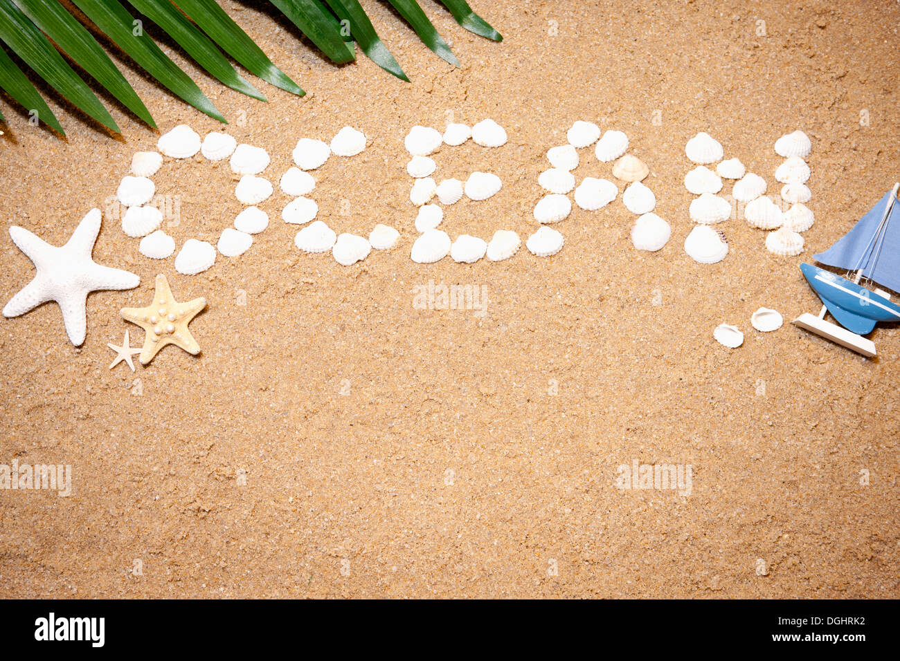 the word ocean on a beach Stock Photo - Alamy