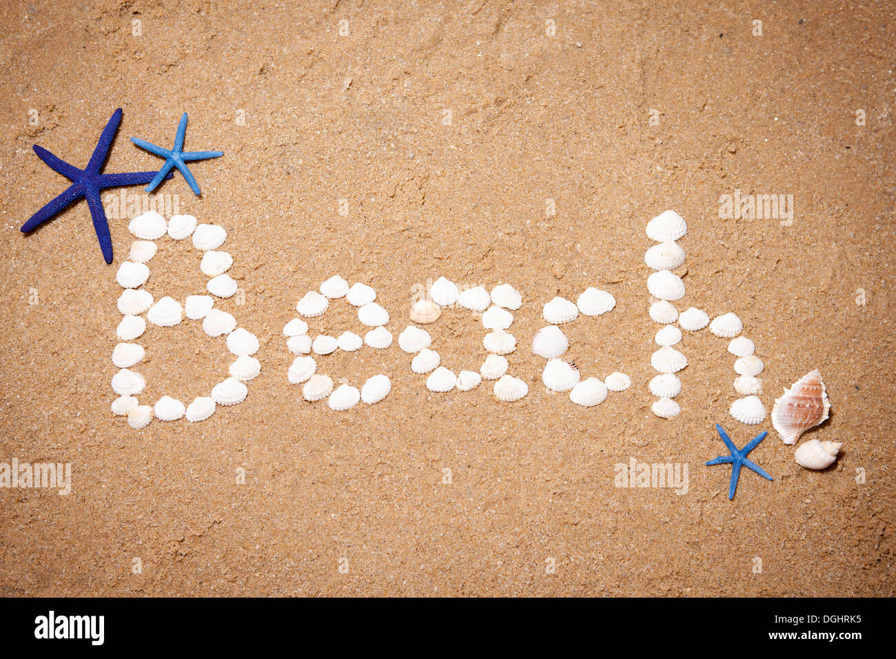 the word beach on a beach Stock Photo - Alamy