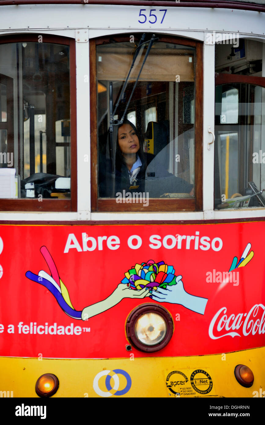 Female tram driver, Eléctrico tram, Lisbon, Portugal Stock Photo ...