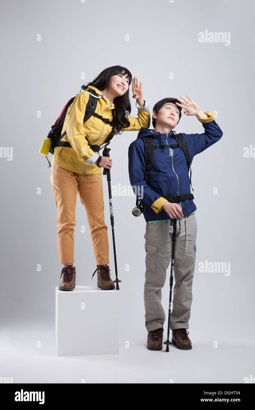 Couple in hiking gear hi-res stock photography and images - Alamy