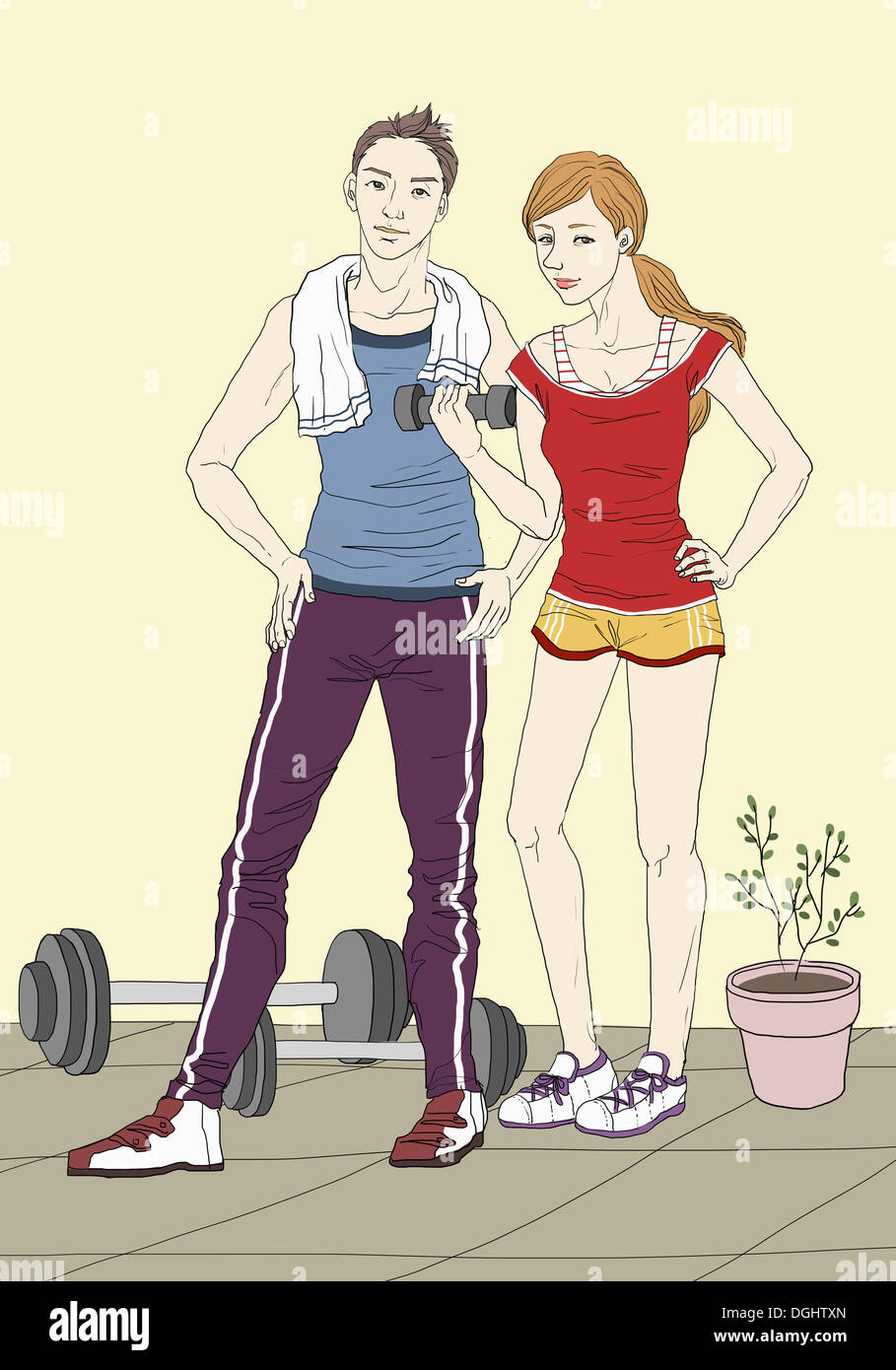 Rivalry couple exercise hi-res stock photography and images - Alamy