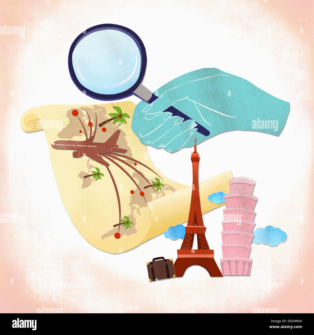 an illustration of a map and sight seeing places Stock Photo - Alamy