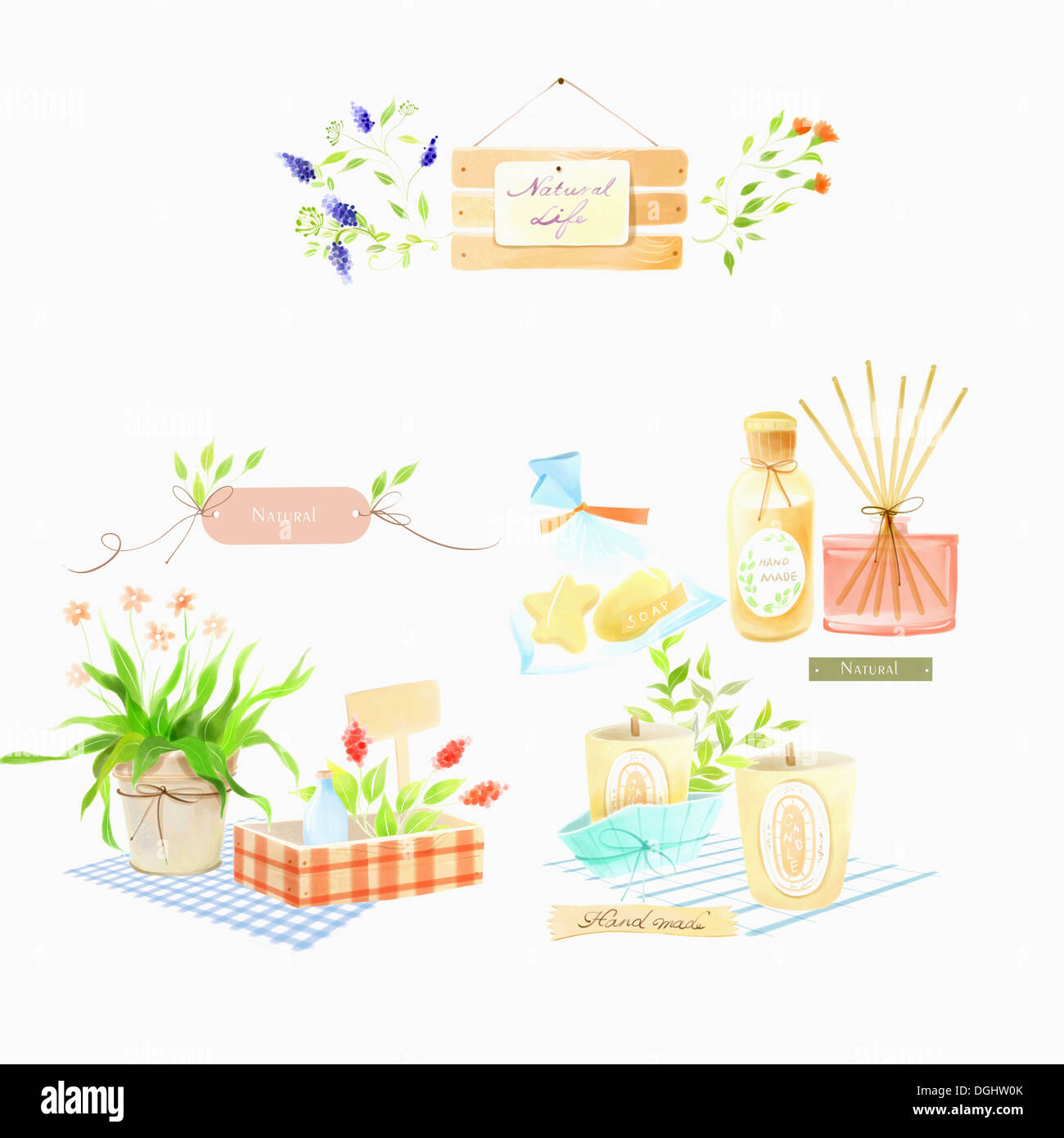 an illustration of different objects from the home Stock Photo - Alamy