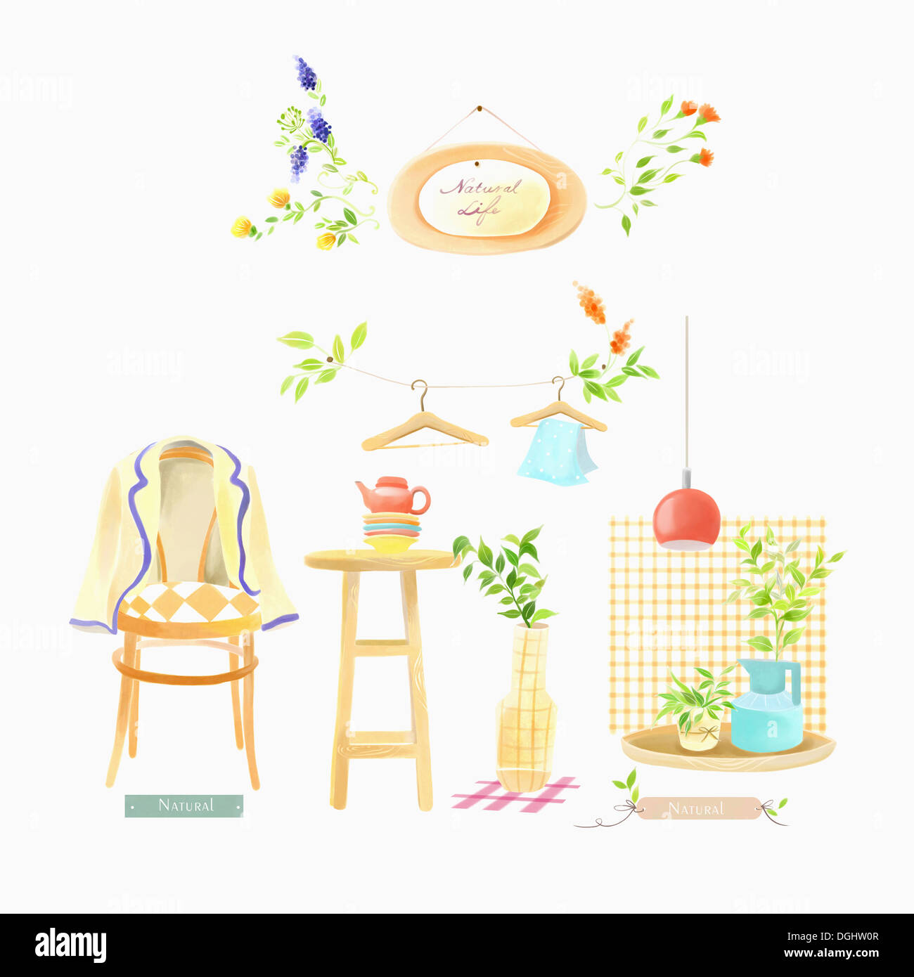 an illustration of different objects from the home Stock Photo - Alamy