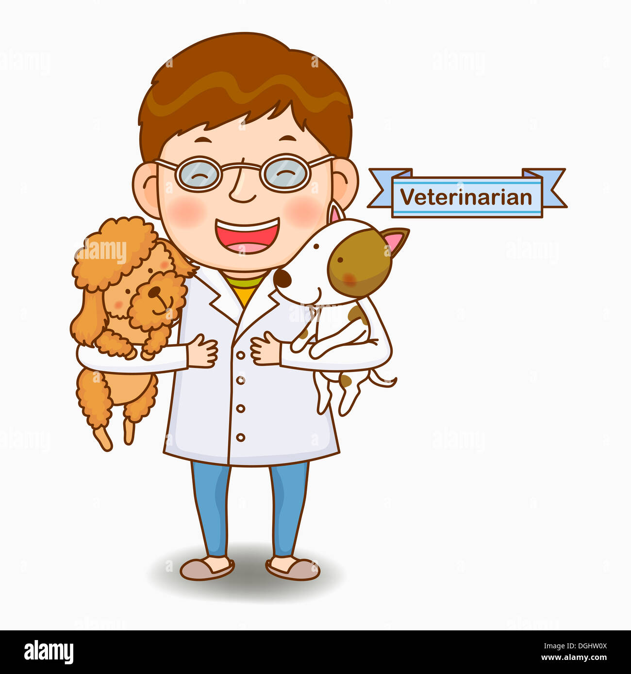 an illustration of a vet with dogs Stock Photo - Alamy