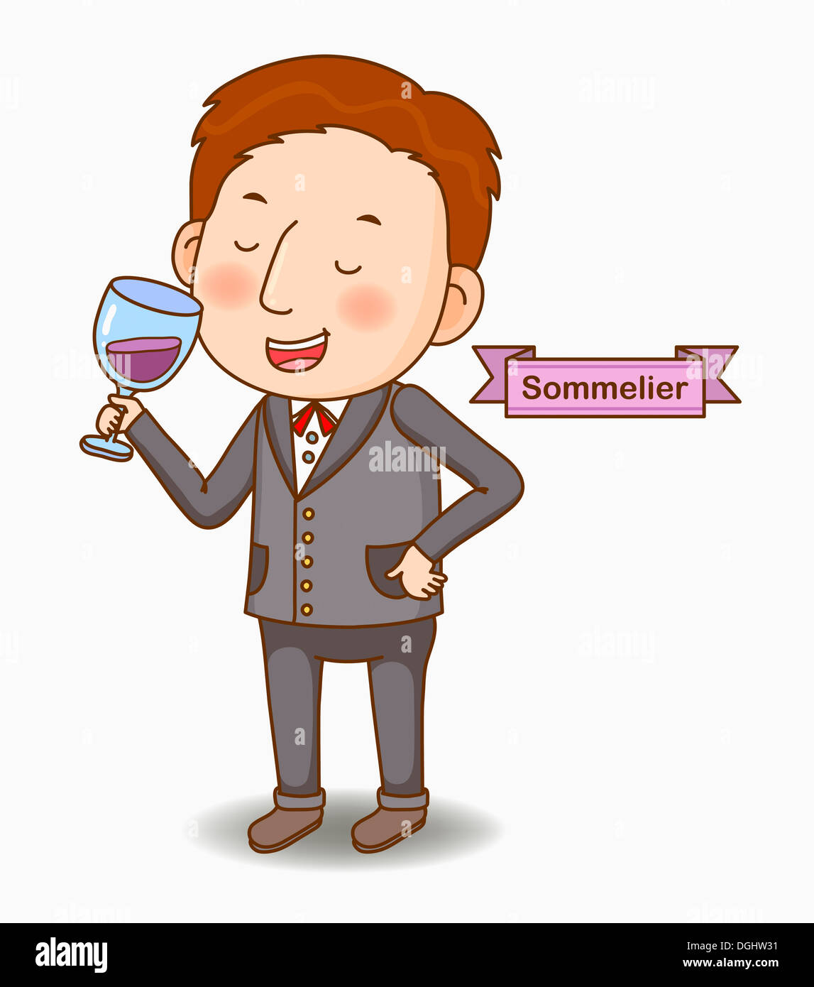 an illustration of a sommelier Stock Photo - Alamy