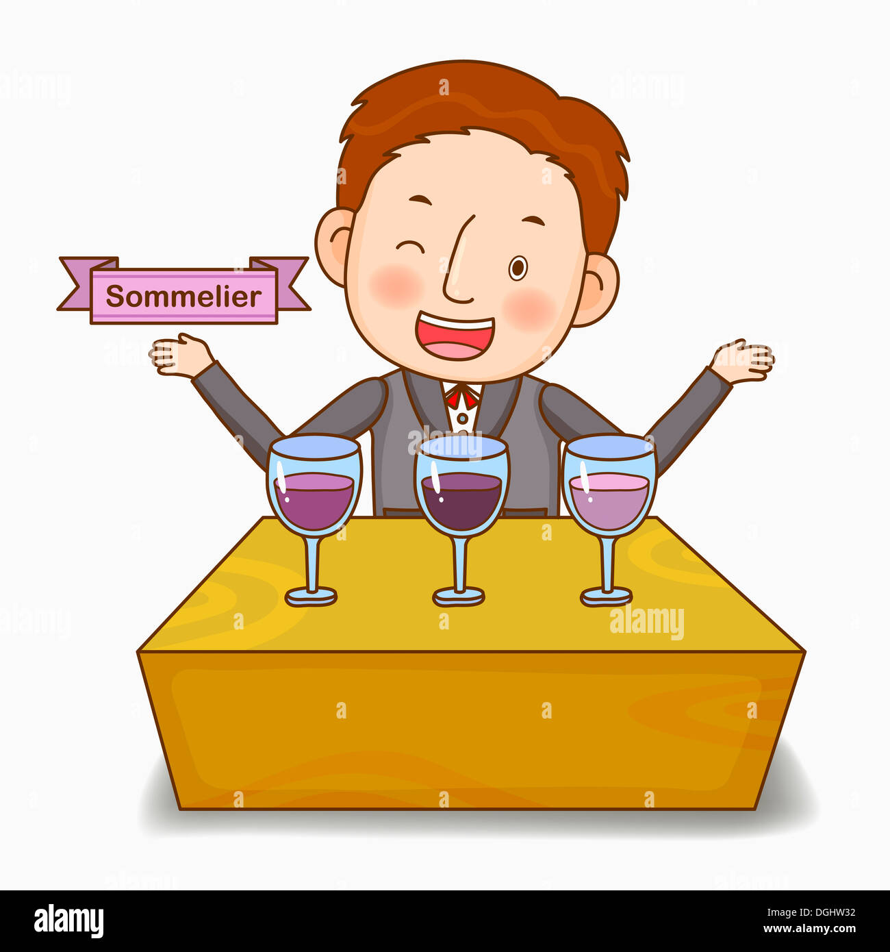 an illustration of a sommelier Stock Photo - Alamy