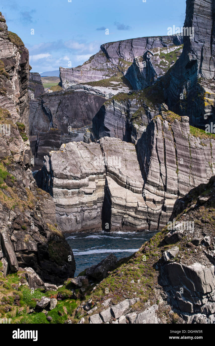 Steep cliffs, Mizen Head, most south-westerly point of Ireland, County ...