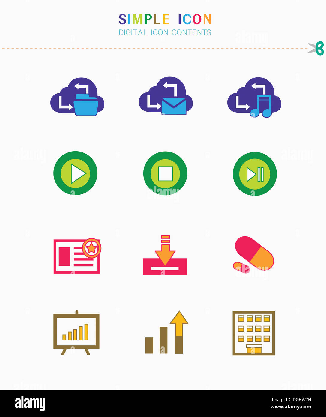 an illustration of different simple icons Stock Photo - Alamy
