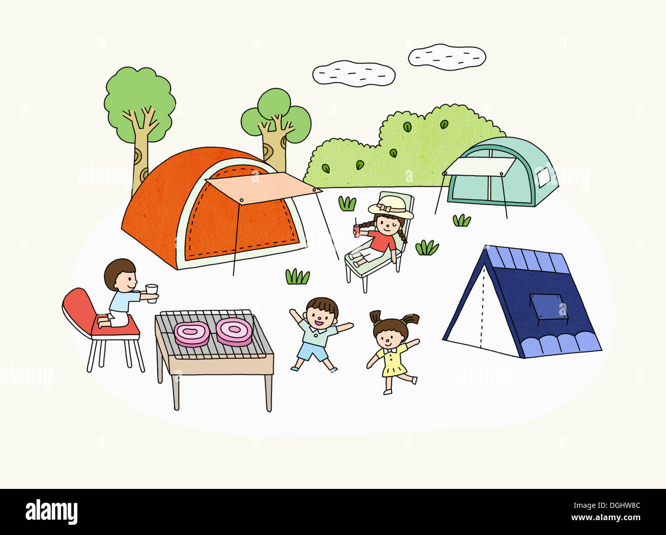 an illustration of kids playing outside Stock Photo - Alamy