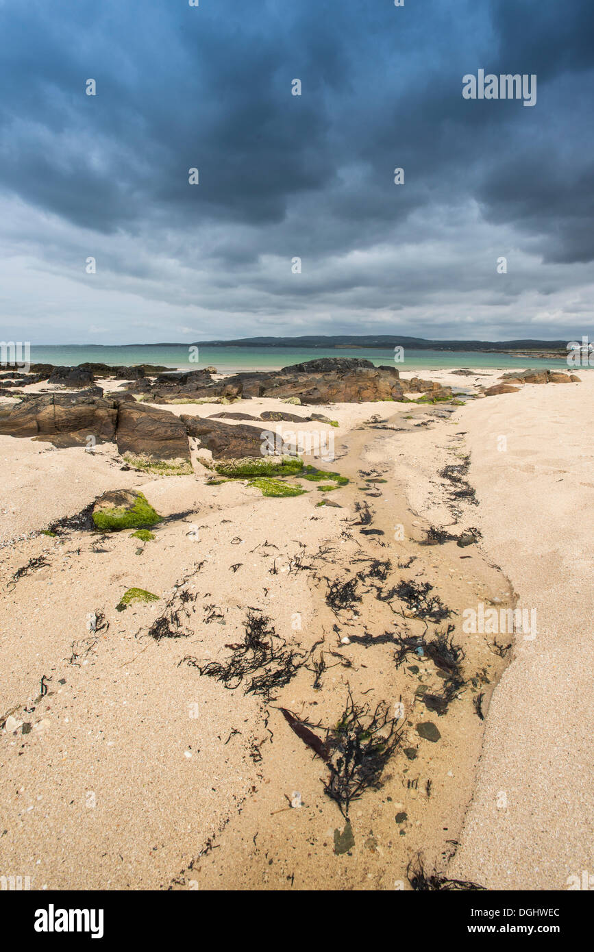 Beach landscape with a dramatic sky, Connemara, Ireland, Europe Stock ...