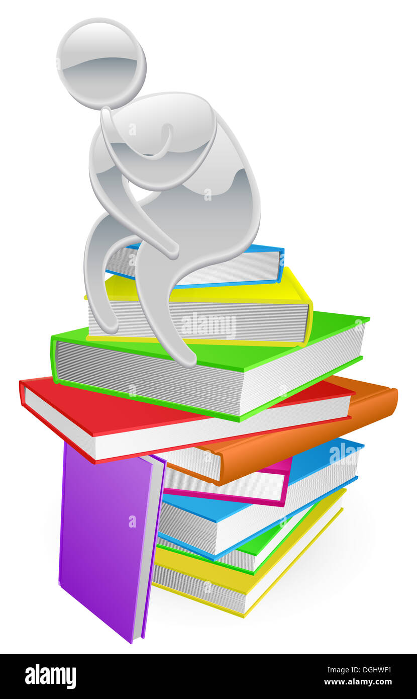 Concept illustration of a person thinking in thinker pose while sitting ...