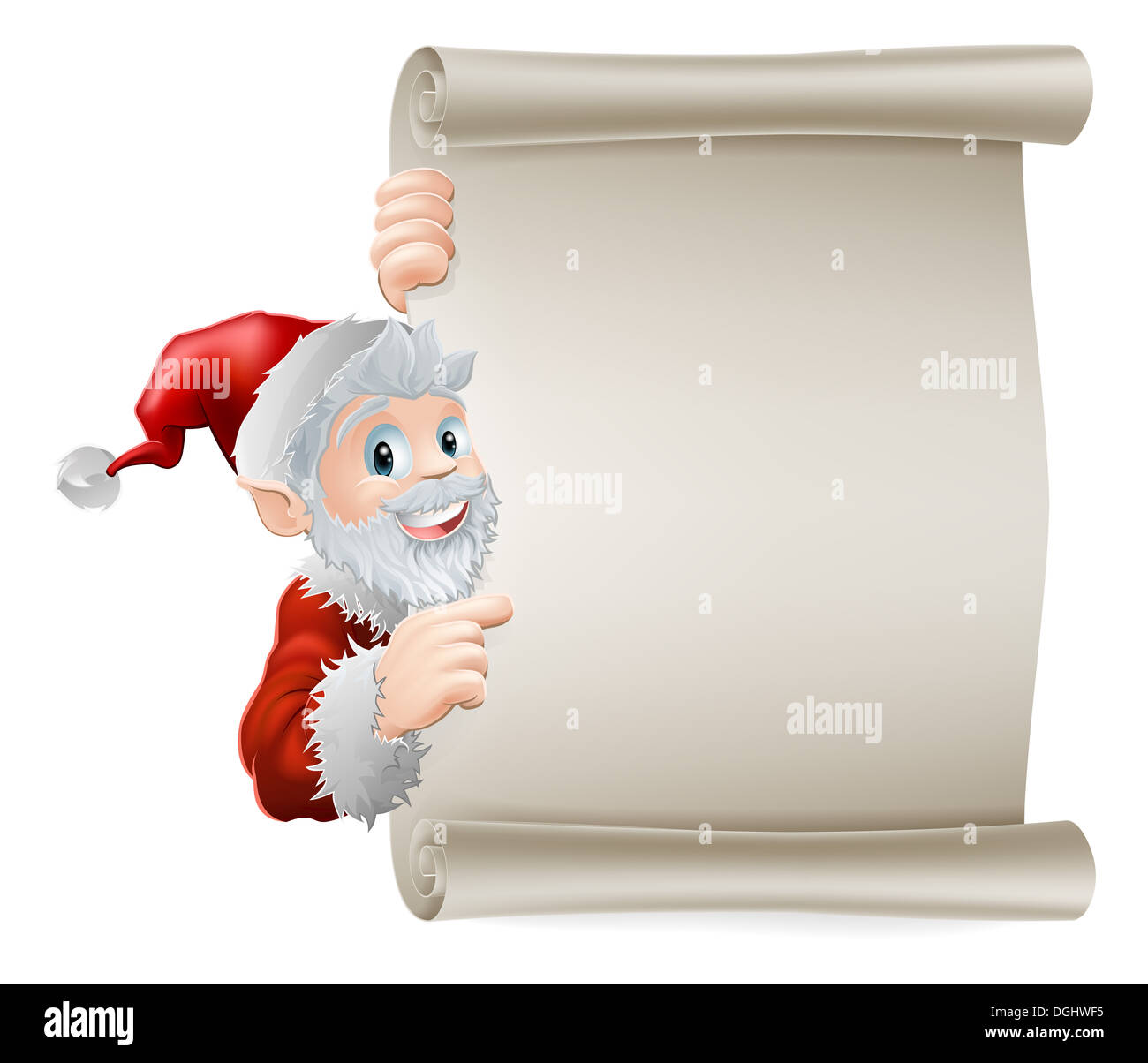 Cartoon Santa Christmas sign of cute cartoon Santa pointing sideways at ...