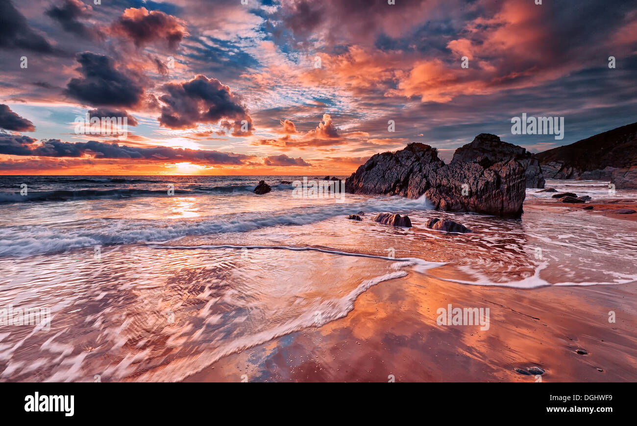 Views across the beach at Whitsand Bay Stock Photo - Alamy