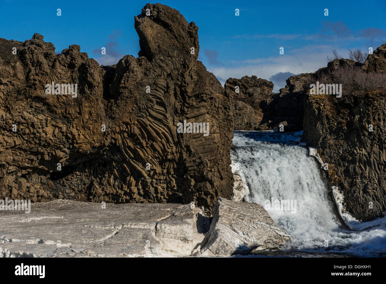 Hjalparfoss waterfall, Heklagebiet, Southern Region, Iceland Stock ...