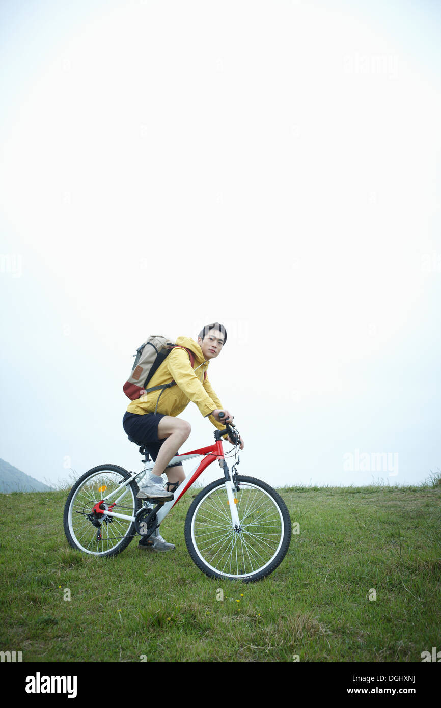 Man riding mountain bike above hi-res stock photography and images - Alamy