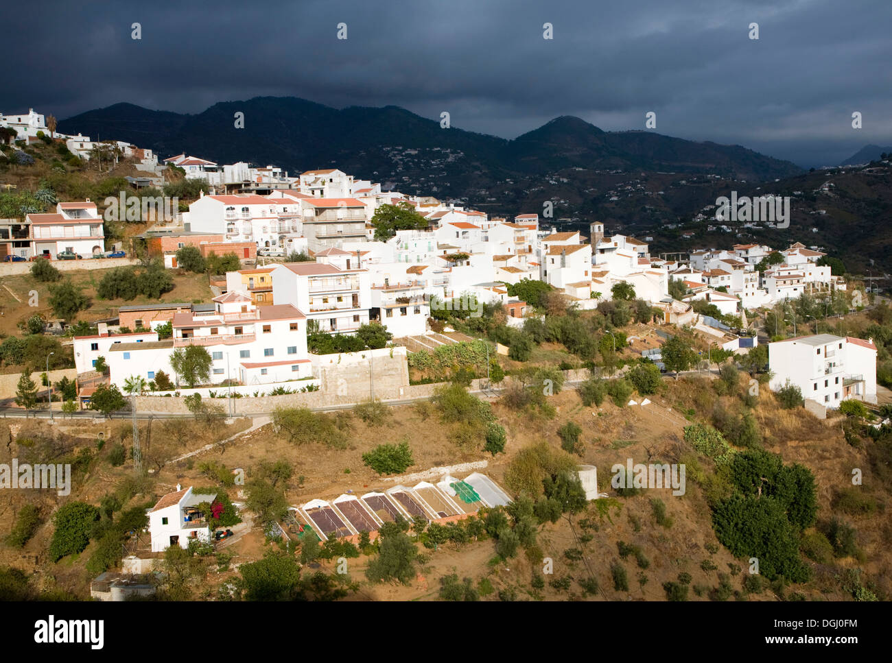 Pueblos Blancos village of Corumbela, Malaga province, Spain Stock ...