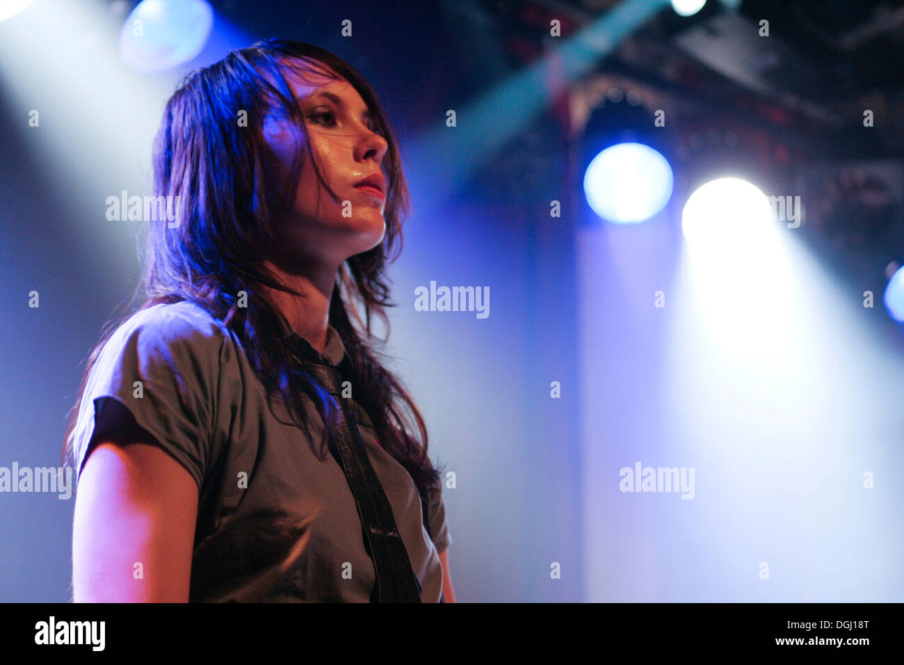 Emily Mann, bass player of the British electropop band Client live at ...