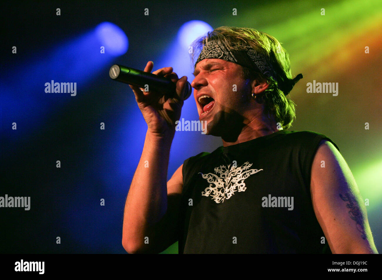 Mark Sweeney, singer and front man of the Swiss rock band Crystal Ball ...