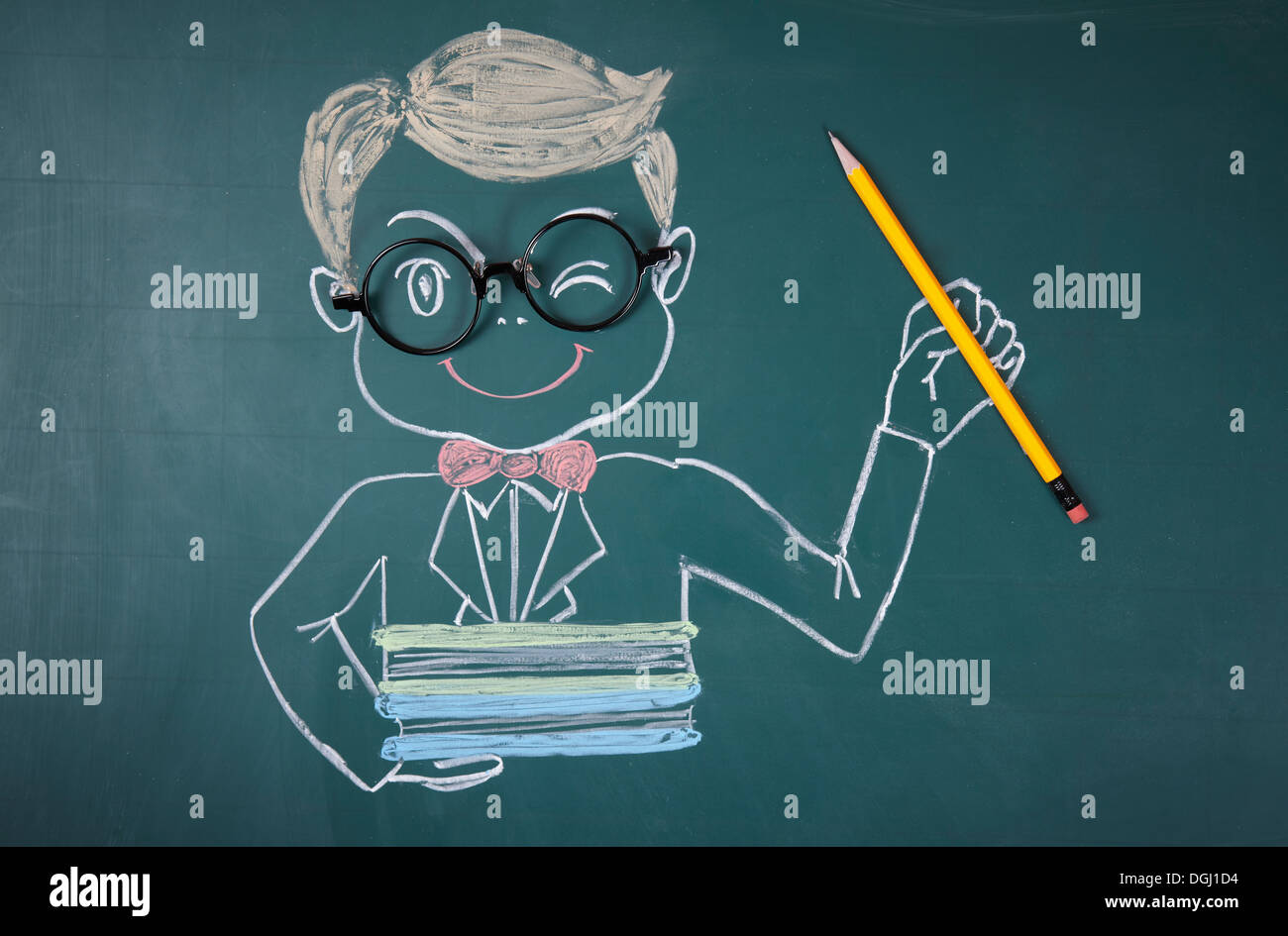 a chalk board with a teacher drawn Stock Photo - Alamy