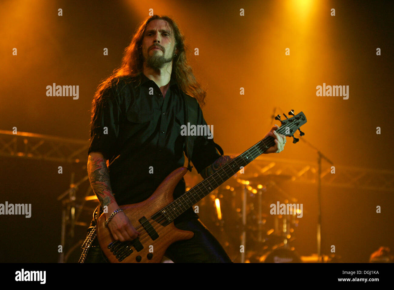 Fredrik Larsson, bassist of the Swedish power metal band Hammerfall ...