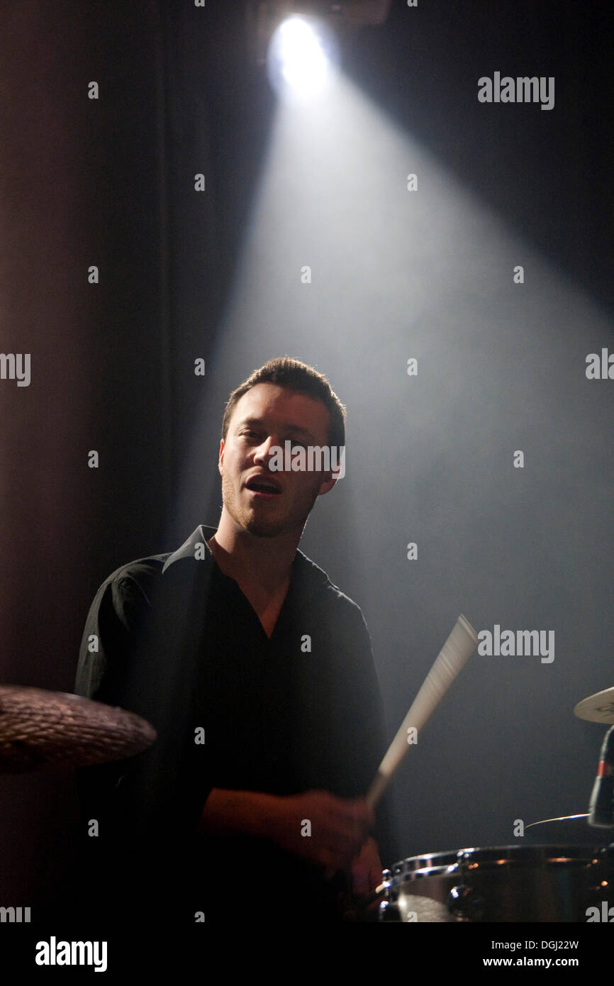 Simon Britschgi, drummer of the Swiss singer and songwriter Lukas ...