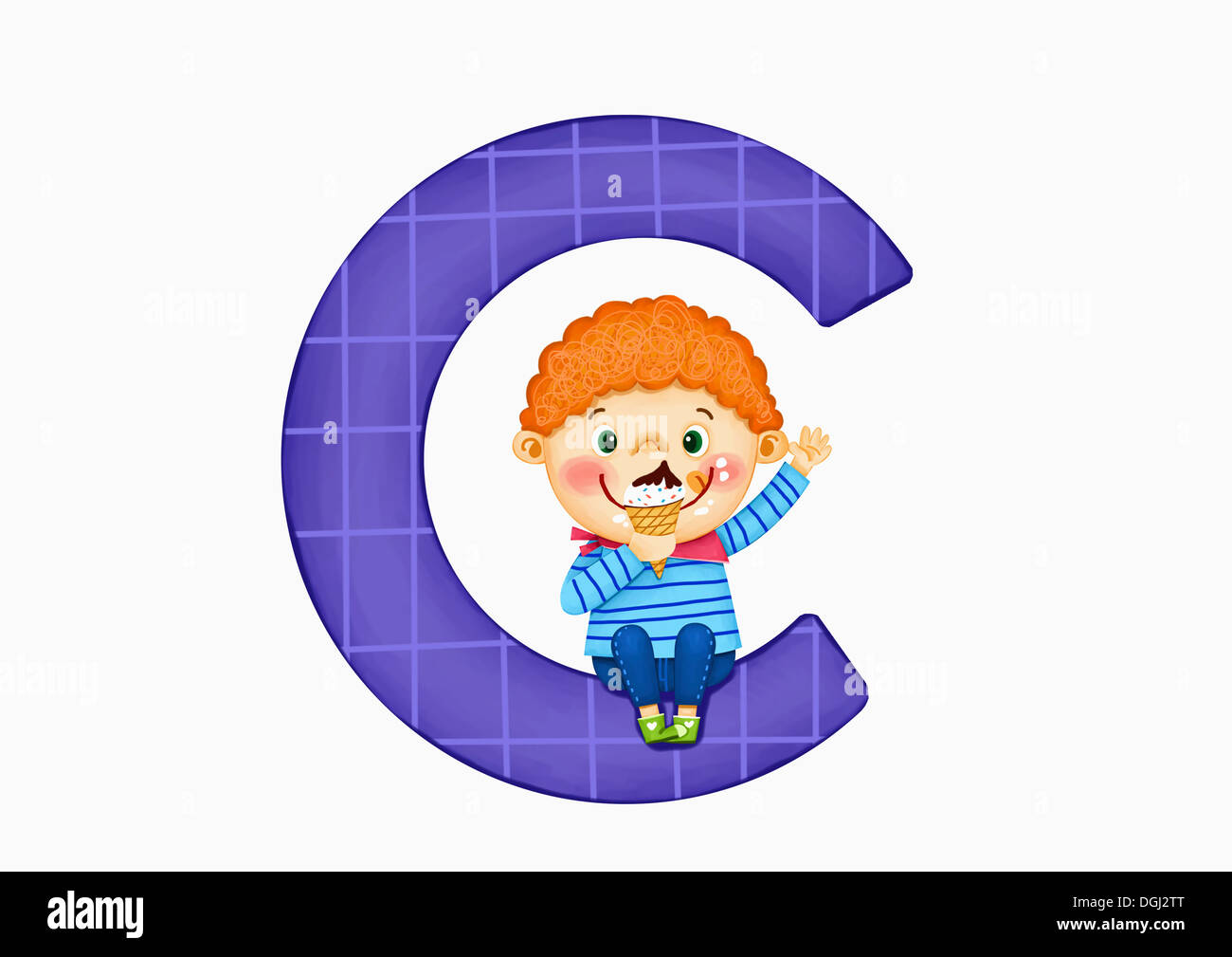 an illustration of a boy and the letter c Stock Photo - Alamy