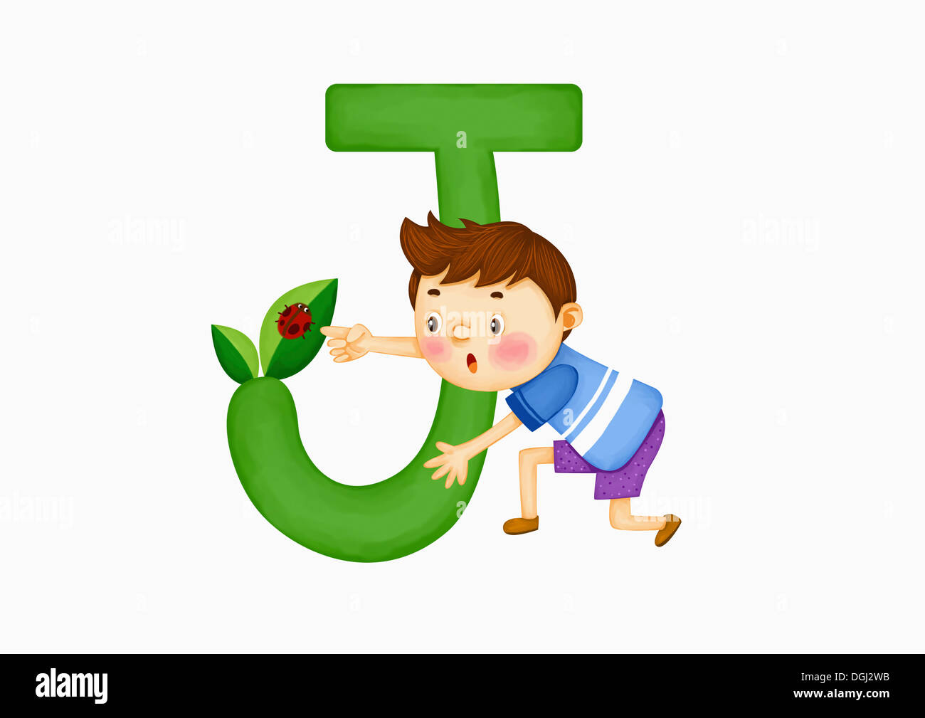 an illustration of a boy and the letter j Stock Photo - Alamy