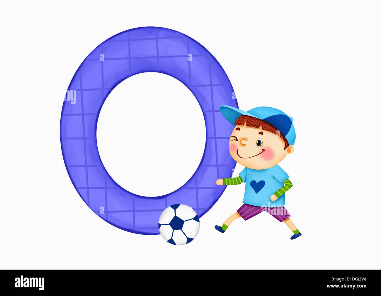 an illustration of a boy and the letter o Stock Photo - Alamy