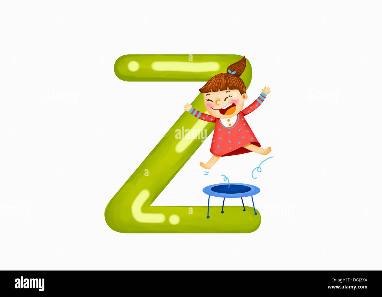 an illustration of a girl and the letter z Stock Photo - Alamy