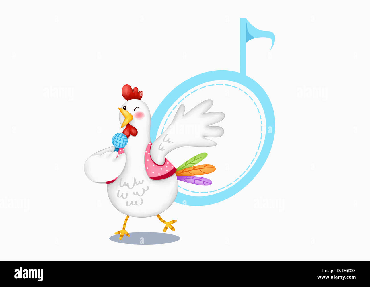 an illustration of a chicken with a microphone Stock Photo - Alamy