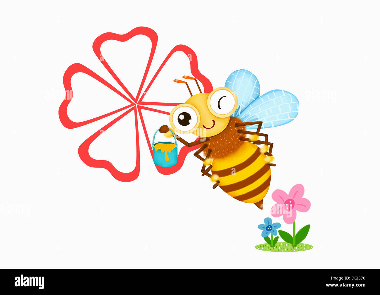 an illustration of a bee getting honey Stock Photo - Alamy