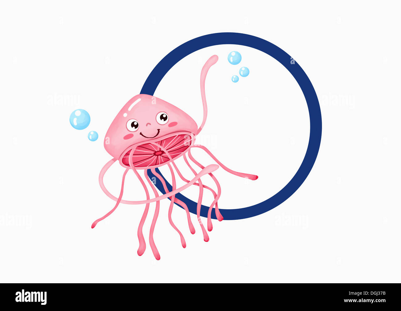 Illustration jellyfish circle Cut Out Stock Images & Pictures - Alamy