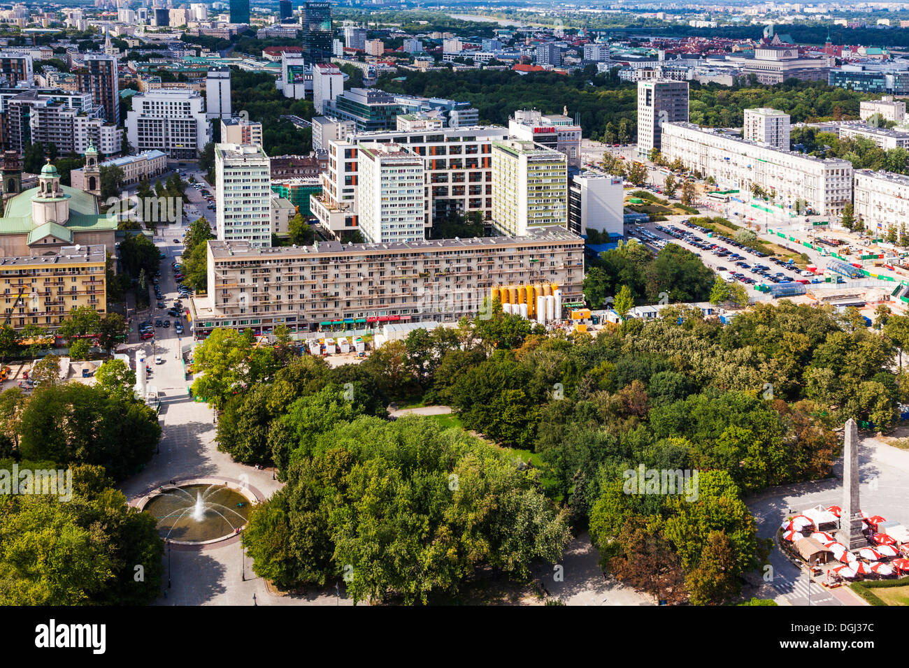 View of central Warsaw from the Palace of Culture and Science with ...