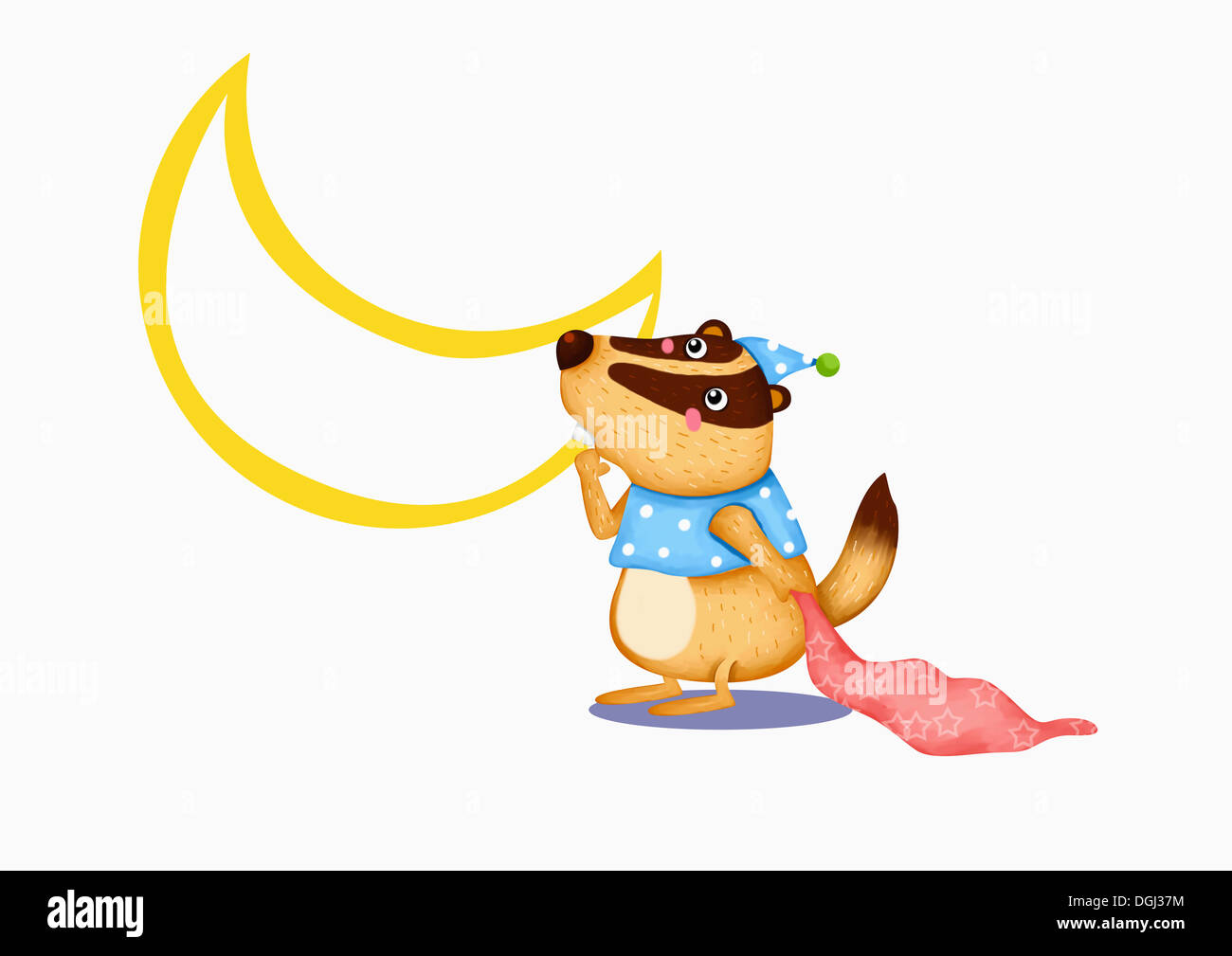 an illustration of a badger and the moon Stock Photo - Alamy